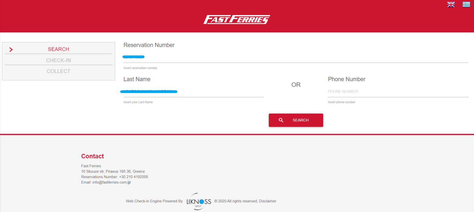 Fast Ferries Web Check-In Process | Ferryscanner
