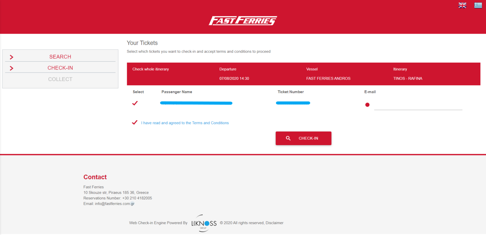 Fast Ferries Web Check-In Process | Ferryscanner