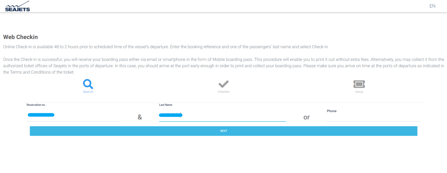Seajets Web Check-In Process | Ferryscanner