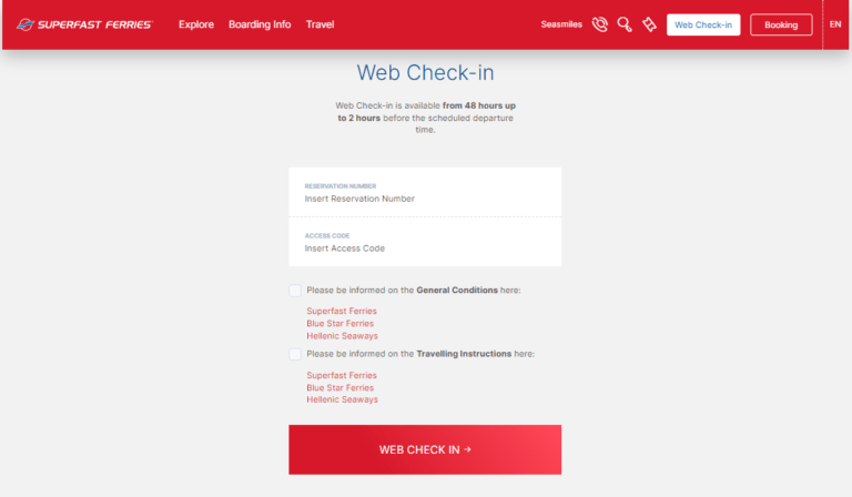 Aegean Speed Lines Web Check In Process | Ferryscanner