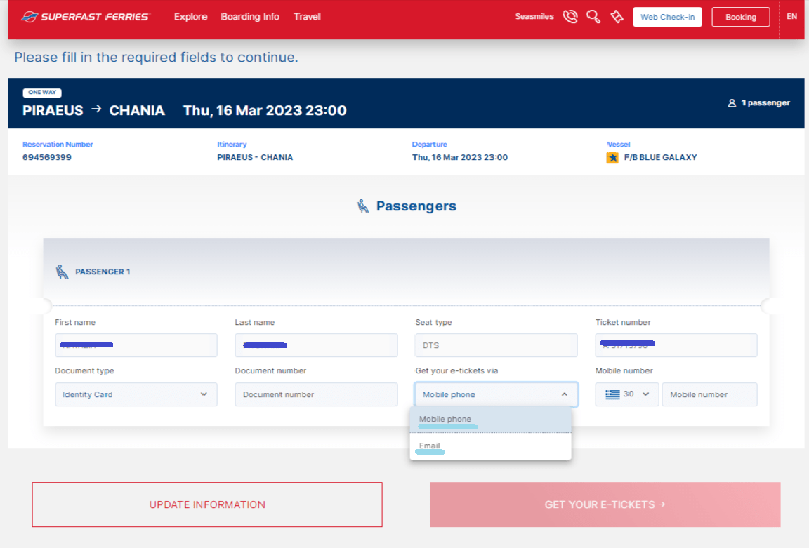 Aegean Speed Lines Web Check In Process | Ferryscanner